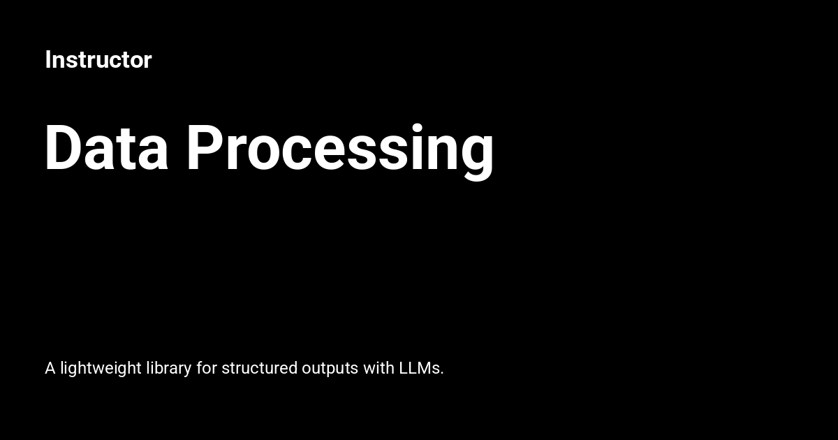 Data Processing - Instructor