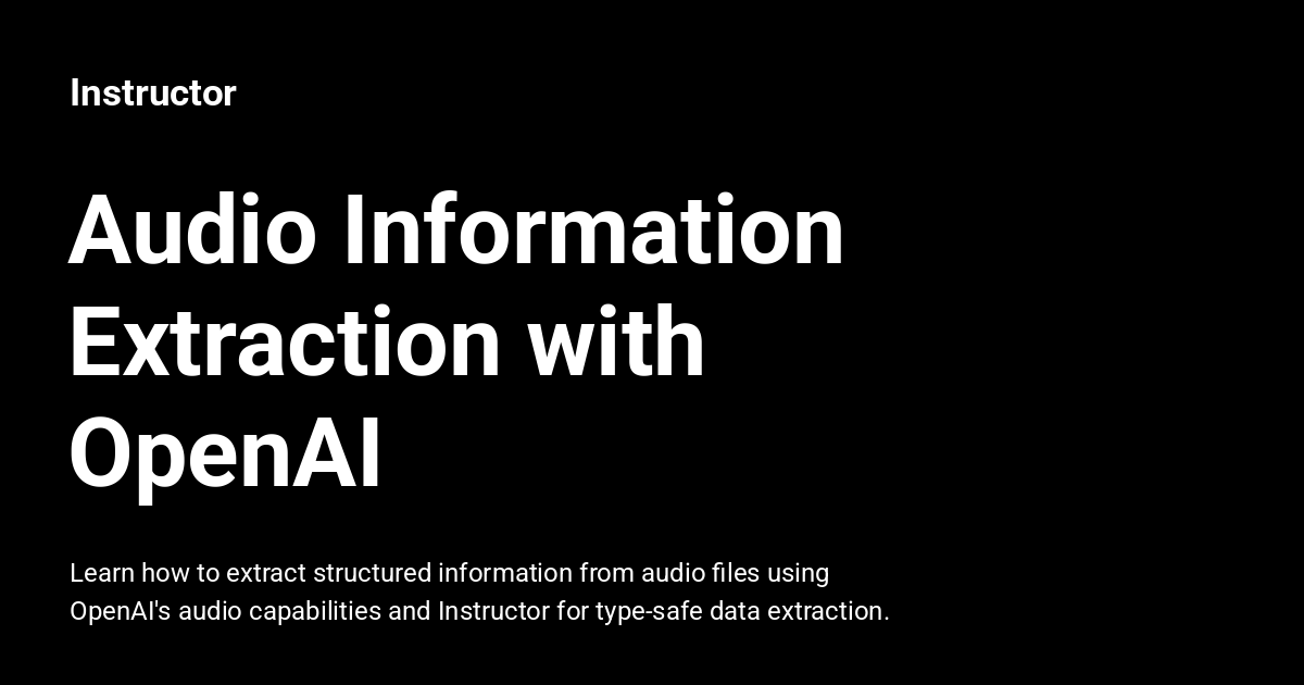 Audio Information Extraction Instructor