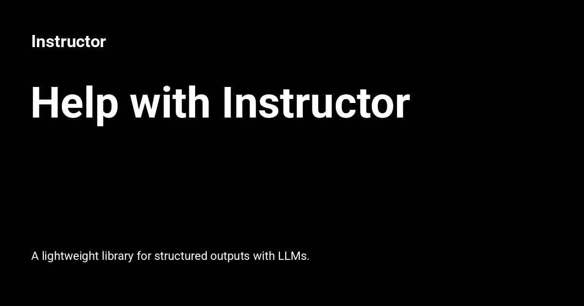 Help with Instructor - Instructor