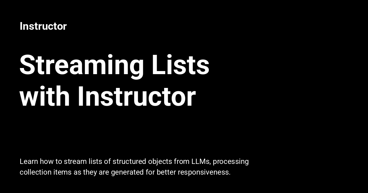 Streaming Lists - Instructor